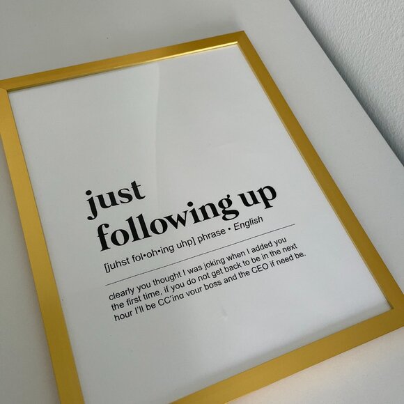 Wall Decor | New Set Of 5 Funny Gold Framed Work Definitions Home ...